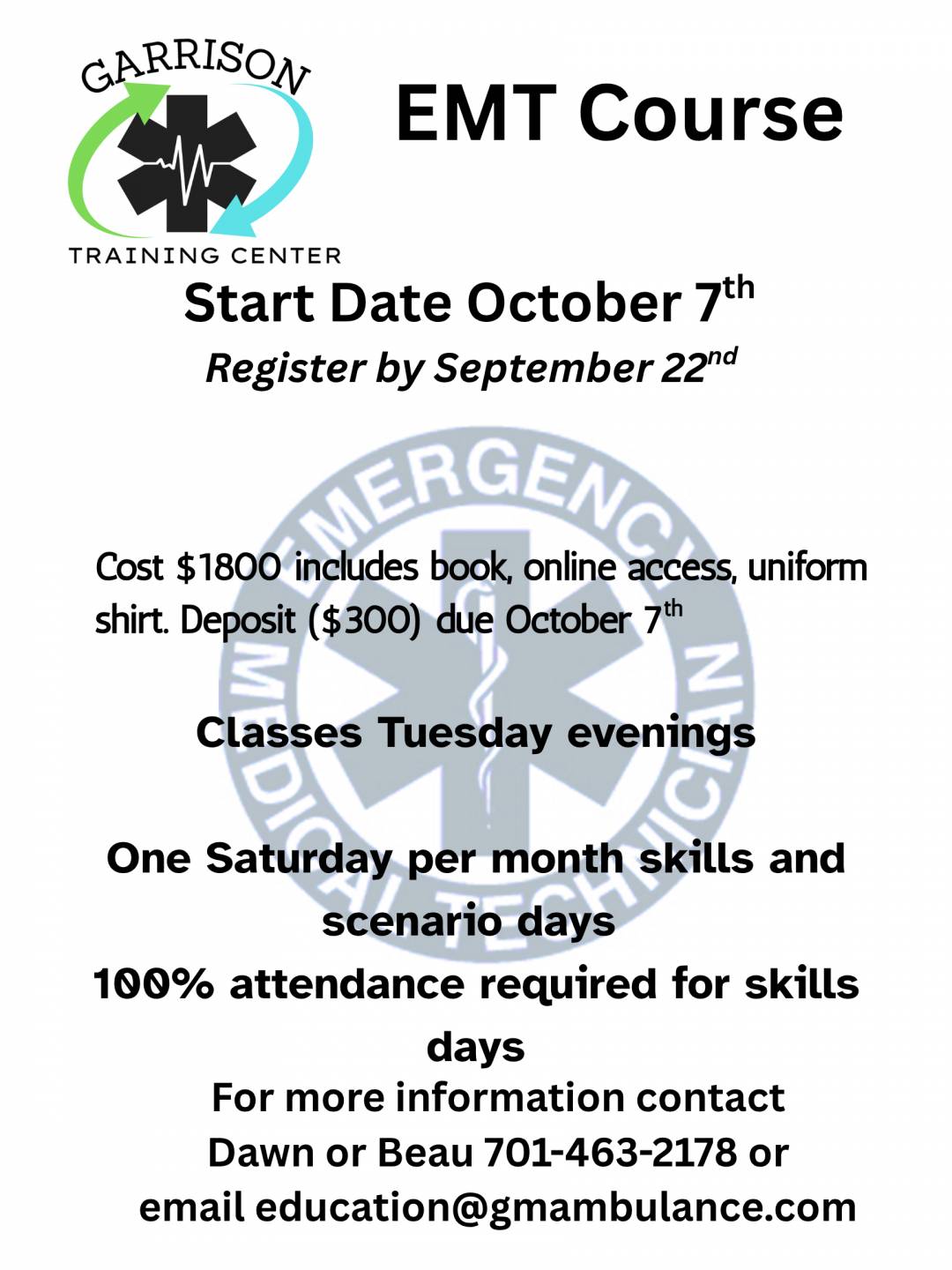 Upcoming EMS Courses | Health and Human Services North Dakota